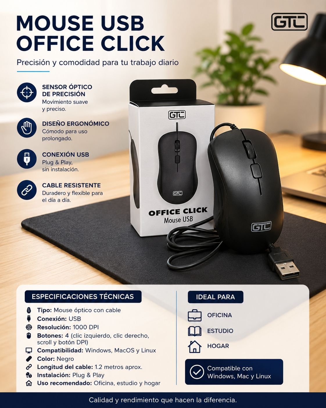 MOUSE CON CABLE GTC MOG-108N – Zombie Electronics
